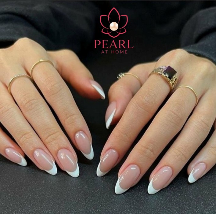 Gel extension with nail art - Pearl At Home